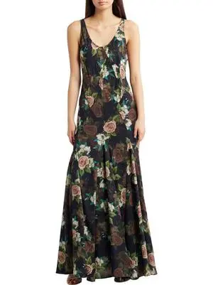 Lulus Helena Floral Maxi Slipdress - Black Floral