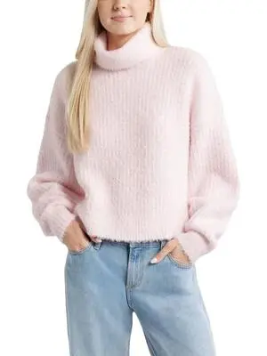 Bp. Textured Turtleneck Sweater Pink Primrose