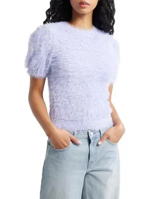 Bp. Metallic Fuzzy Sweater - Purple- Silver