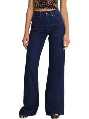 Good American Good Waist High Waist Wide Leg Palazzo Jeans - Indigo1153
