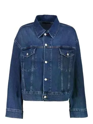 7 For All Mankind Buttoned Trucker Denim Jacket - Blue