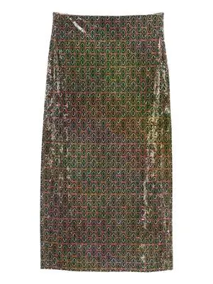 PIERRE-LOUIS MASCIA Patterned Straight Skirt - Brown