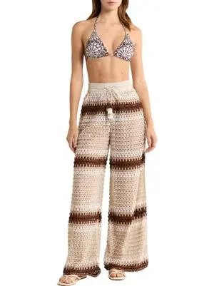 Ramy Brook Larsa Open Stitch Cover-up Pants - Sandstone Crochet