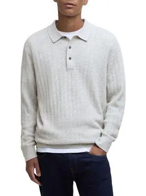 Barbour Smeaton Wool Blend Long Sleeve Polo - Grey Marl