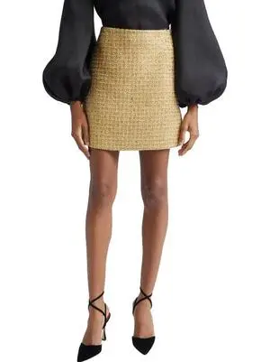 Carolina Herrera Metallic Tweed Miniskirt - Gold