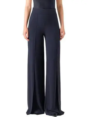 Akris Fellia Slit Wide-leg Silk Pants - Navy