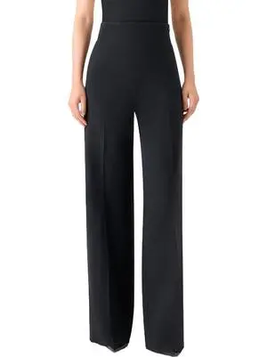 Akris Fiyuki Wool Blend Wide Leg Pants - Black
