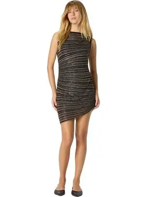 Missoni Boat Neck Striped Knit Mini Dress - Black & Brown
