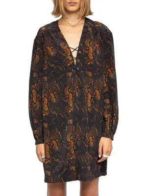 Zadig&Voltaire Ramela Snakeskin Print Silk Mini Dress - Black