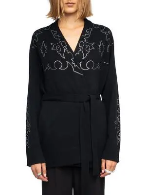 Zadig&Voltaire Salomy Crystal Embellished Cashmere Sweater - Black