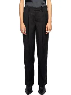 Zadig&Voltaire Crystal Stripe Straight Leg Pants - Black