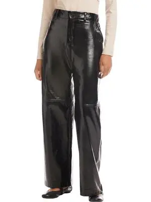 Fifteen Twenty Lara Faux Leather Wide Leg Pants - Black
