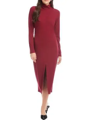 Fifteen Twenty Tasha Turtleneck Long Sleeve Sweater Dress - Brick