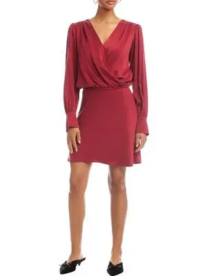 Fifteen Twenty Denise Long Sleeve Mini Dress - Brick