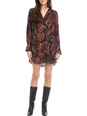 Fifteen Twenty Calista Print Long Sleeve Shift Dress - Paisley