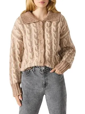 Steve Madden Cable Knit Cardigan - Mocha Mousse