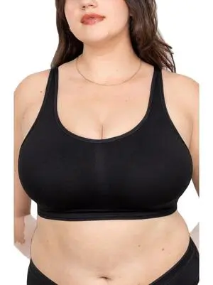 CURVY COUTURE Smooth Seamless Wireless Sports Bra - Black