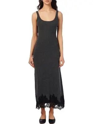 Cami Nyc Una Lace Detail Merino Wool Rib Maxi Sweater Dress - Carbon