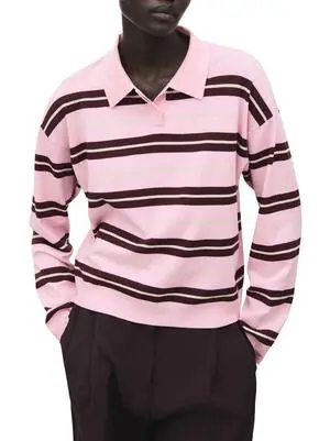 Mango Striped Sweater Polo - Pink