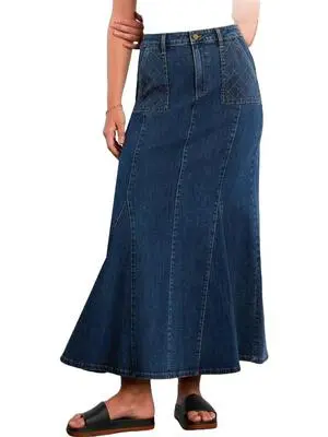 WASH LAB DENIM Denim Maxi Skirt - Dusk Blue