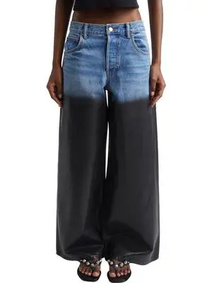Alexander Wang Surge Low Rise Wide Leg Jeans - Vintage Marbled Blue