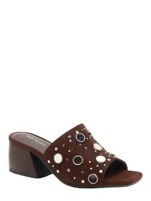 Free People Mirage Studded Block Heel Sandals - Espresso Suede