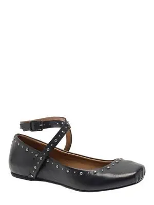 Free People Grace Ankle Strap Ballet Flat - Black Leather