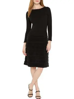 NIC+ZOE Sweater-dress With Chenille Yarn Skirt - Black Onyx