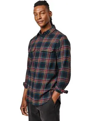 AUBIN Crowle Button Up Flannel Shirt - Black Check