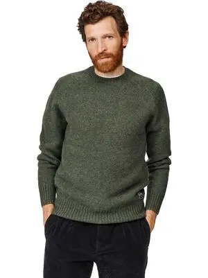 Aubin Prestwick Shetland Crew Neck Sweater Dark Green