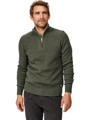 AUBIN Pelham Zip Neck Sweater - Dark Green