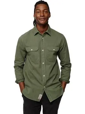 AUBIN Normanby Button Up Shirt - Dark Khaki