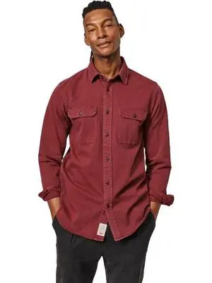 AUBIN Normanby Button Up Shirt - Port