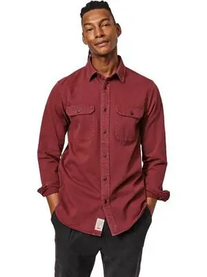 AUBIN Normanby Button Up Shirt - Port
