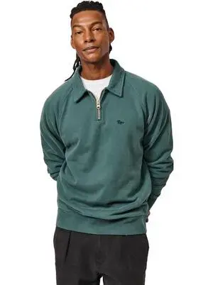 AUBIN Dunster Zip Neck Sweatshirt Racing Green