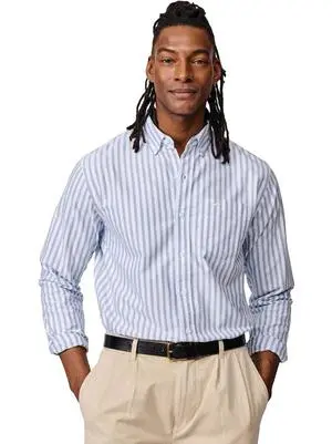 Aubin Aldridge Oxford Button Down Shirt Bright Blue Stripe