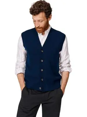 AUBIN Portman 100% Wool Waistcoat Navy