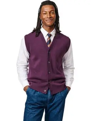 AUBIN Portman 100% Wool Waistcoat Purple