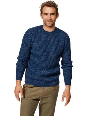 AUBIN Ray Fisherman Rib Crew Neck Sweater - Blue Mix