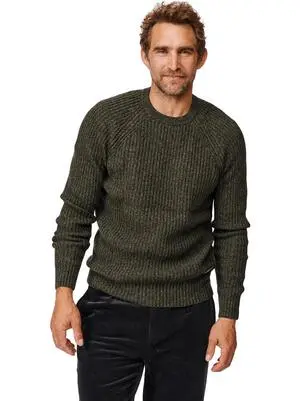 AUBIN Ray Fisherman Rib Crew Neck Sweater Dark Khaki Mix