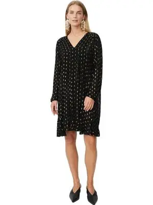 MASAI COPENHAGEN Long Sleeve V-neck A-line Dress - Black