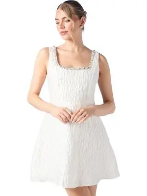 Coast Jewel Trimmed Full Skirted Mini Dress - Ivory