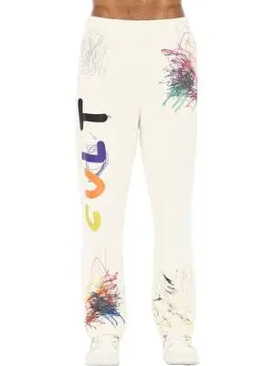 CULT OF INDIVIDUALITY Scribble Raw Hem Sweatpants - Winter White