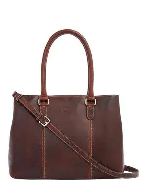 OSPREY LONDON The Madden Leather Shoulder Bag - Chestnut