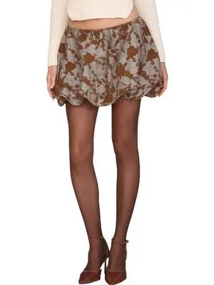 Avec Les Filles Bubble Hem Miniskirt - Camel Floral