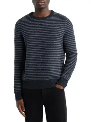 Nordstrom Striped Cashmere Sweater - Grey/black Heather