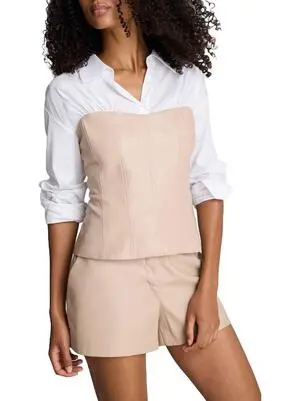 KENNETH COLE Leather Bustier Shirt - Sandtrap Combo