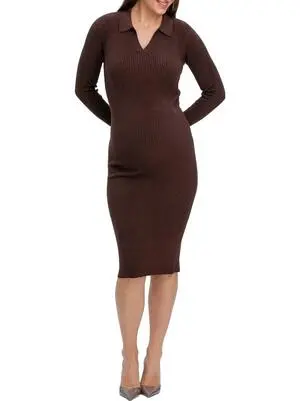 PIETRO BRUNELLI Lavinia Rib Knit Maternity Dress - Moka