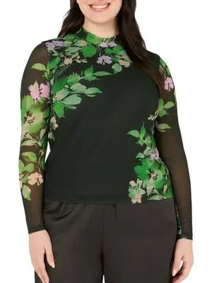 ESTELLE Fiora Floral Print Mesh Top - Ivy Fleur