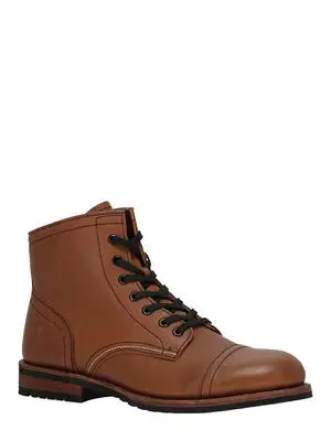Frye Landon Lace-up Cap Toe Boots - Saddle